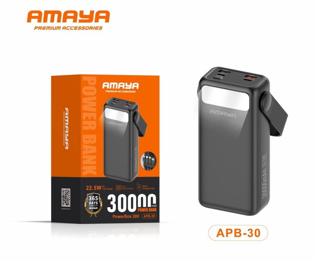 Amaya PowerBox 300 APB-30 30,000mAh 22.5W PD Fast Charging Power Bank ...